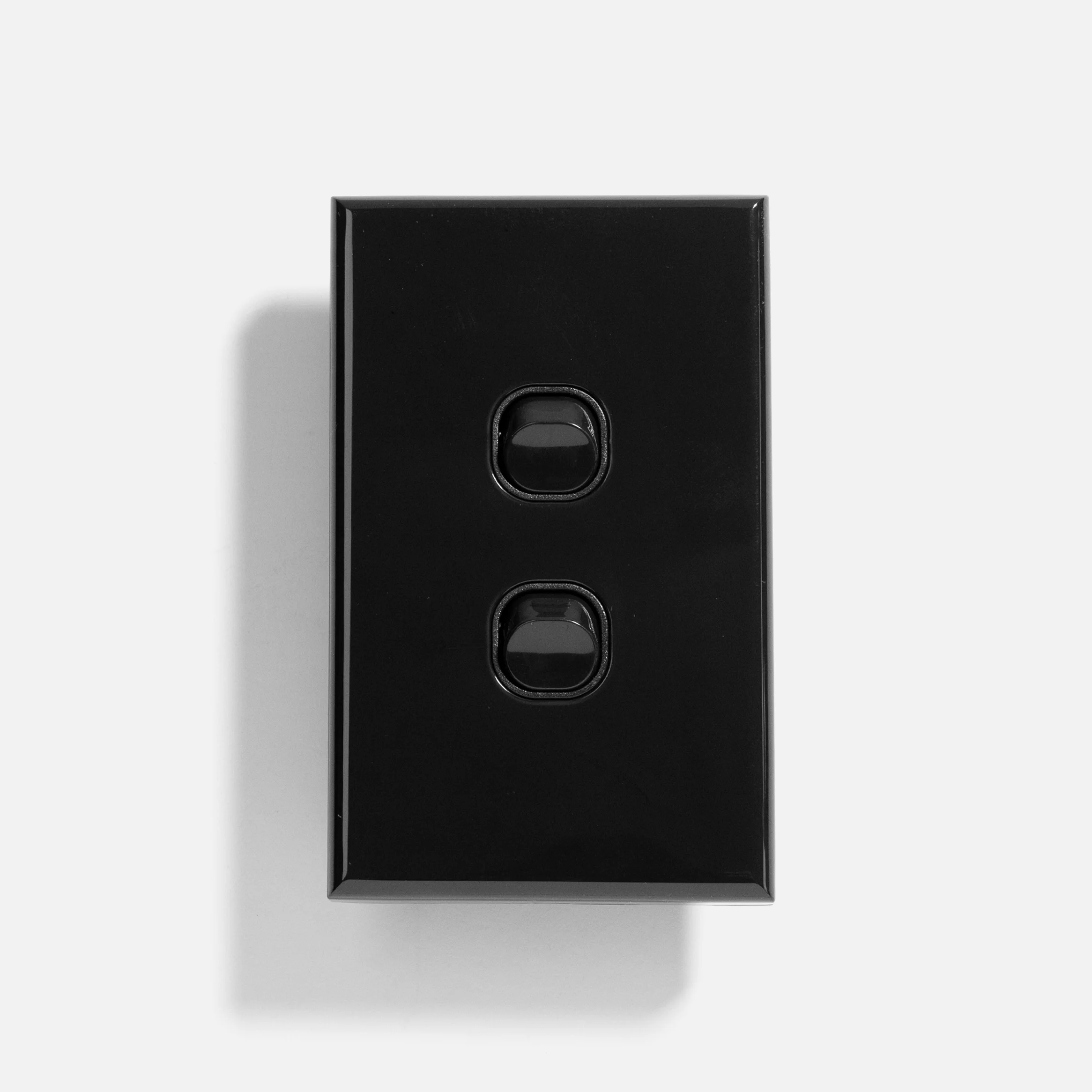 Black standard two gang switch 16A - Dexton